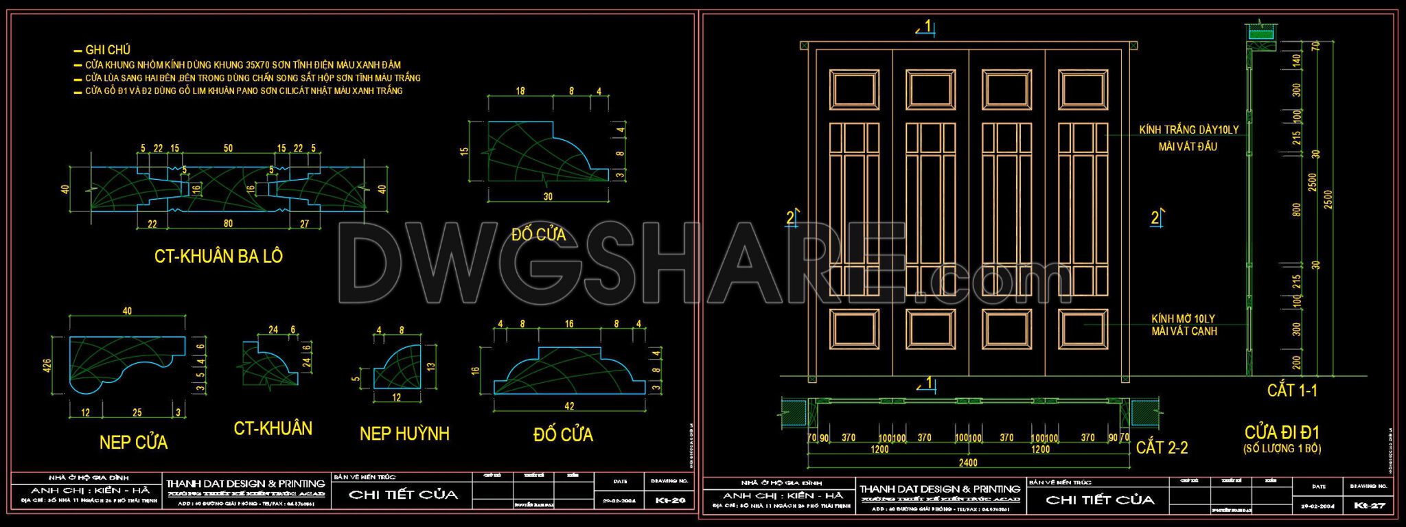 445.Detailed AutoCAD Drawings Of Doors, Windows For Download