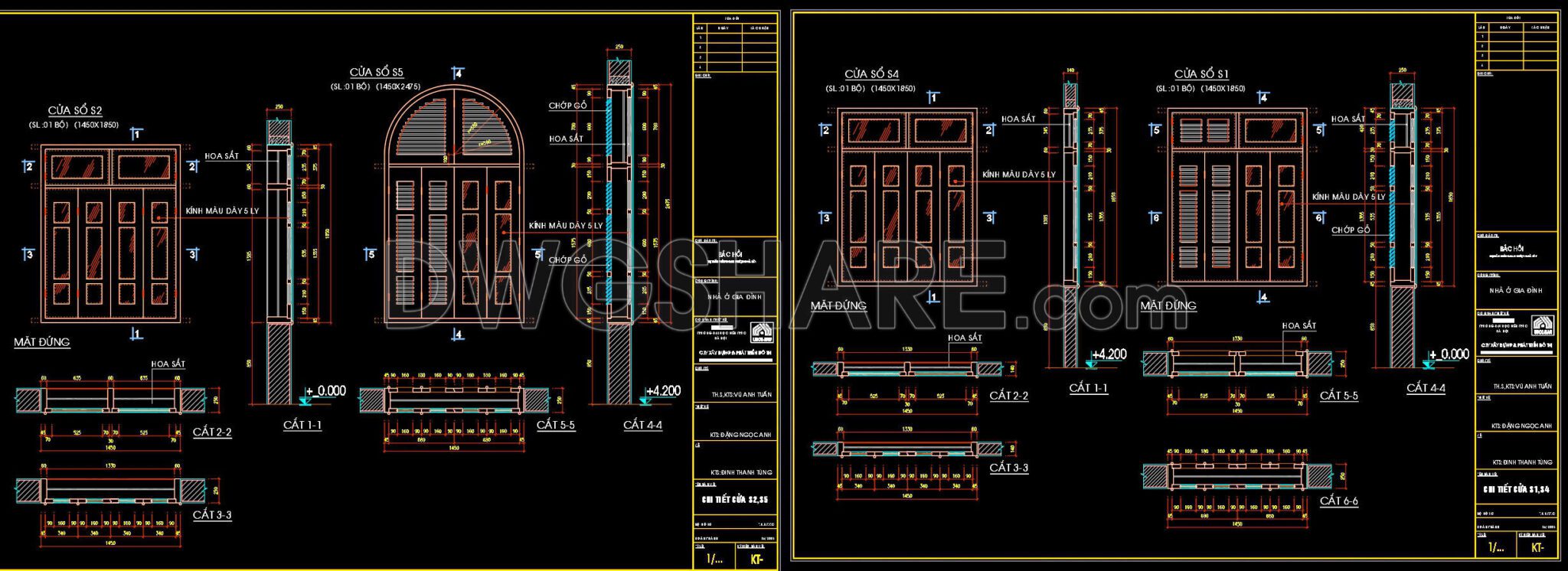 448.Detailed AutoCAD Drawings Of Doors, Windows For Download