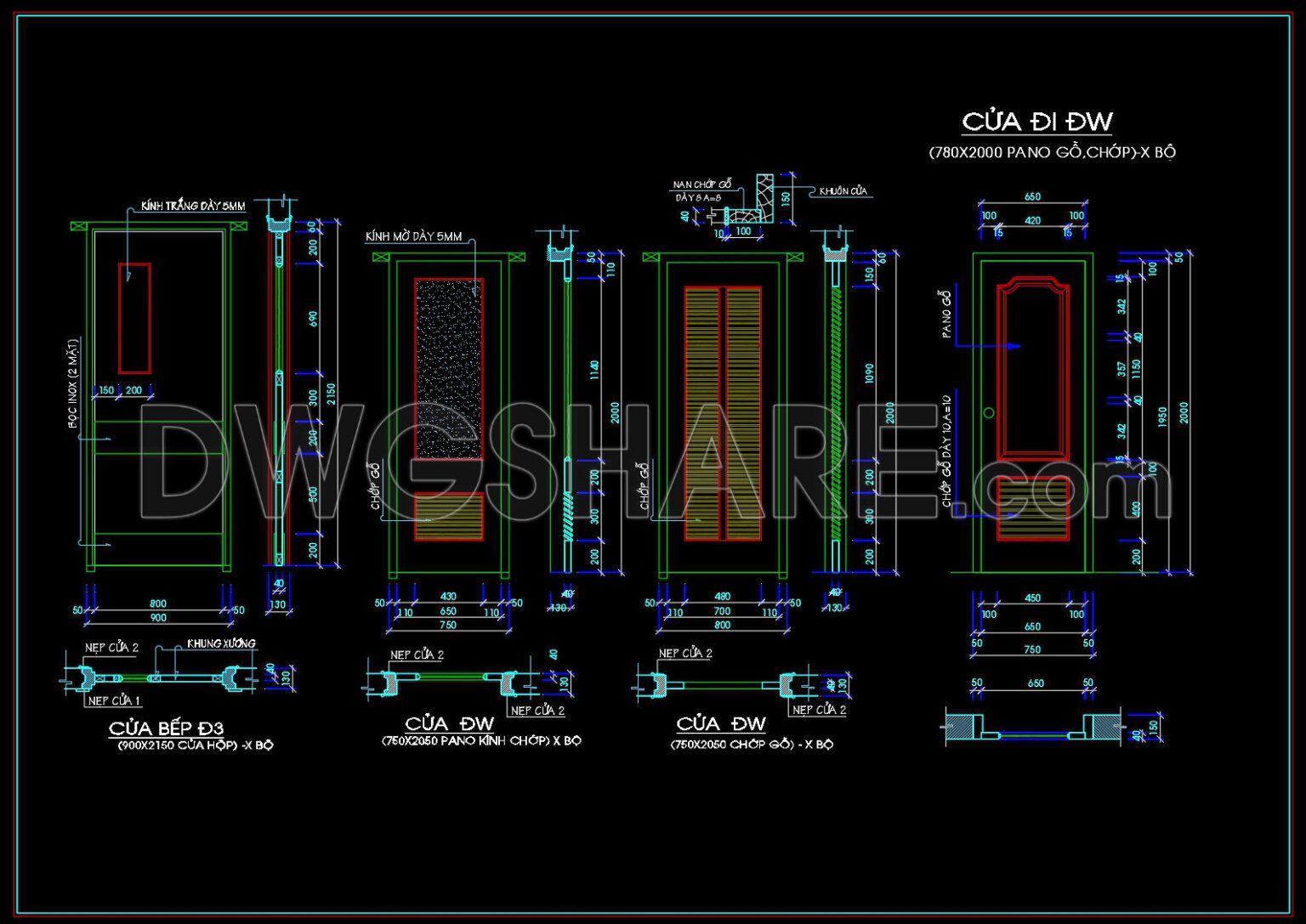 451.Detailed AutoCAD Drawings Of Doors For Download