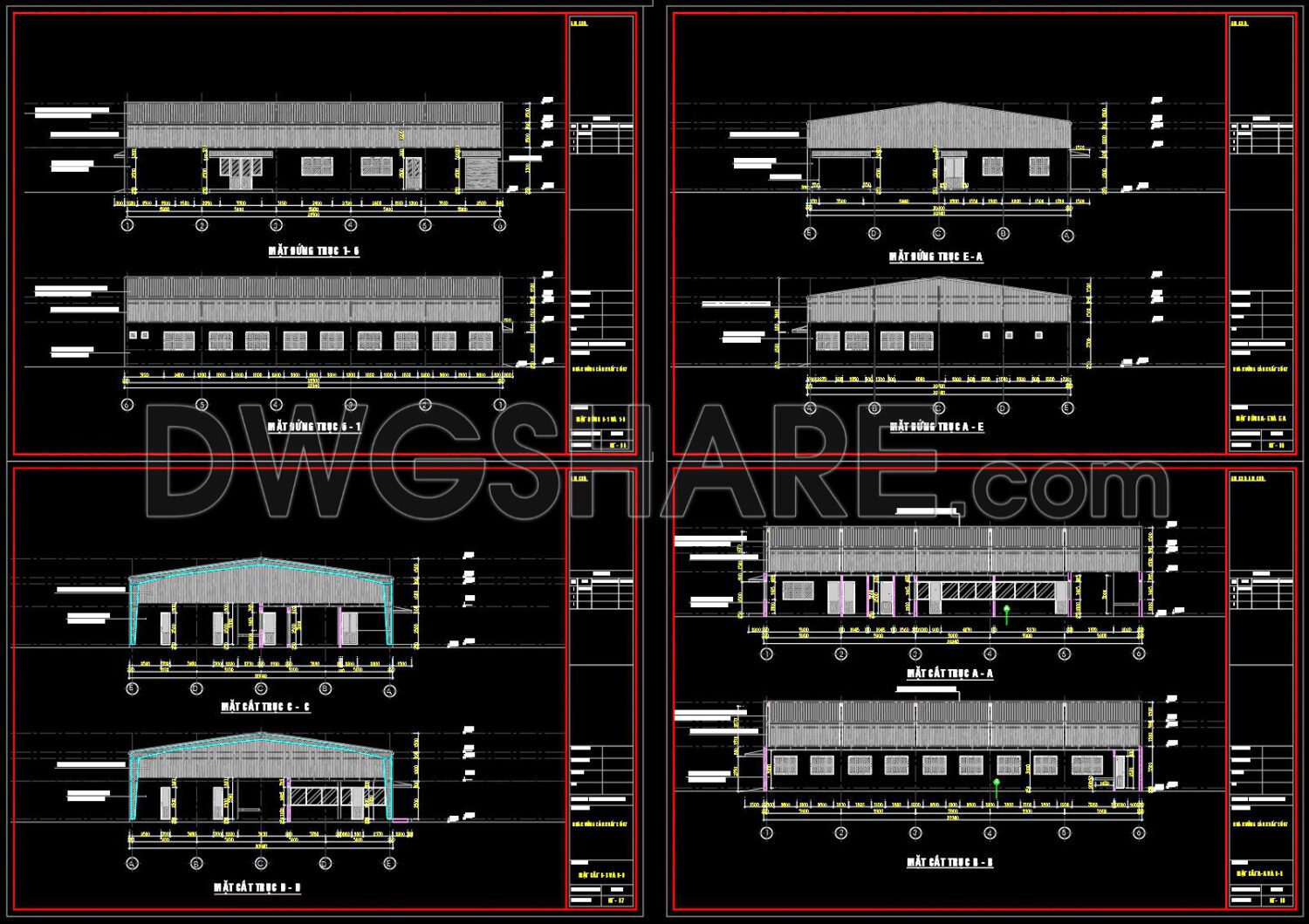 50.Autocad Drawings Of Steel Factory Plan, Sections and Elevation 20.4m ...