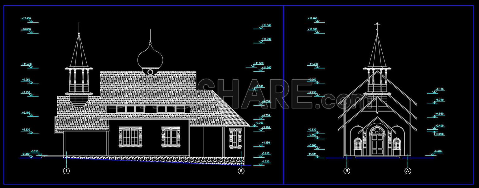 65. Autocad Drawings Of Orthodox Church Plans, Elevations And Sections ...