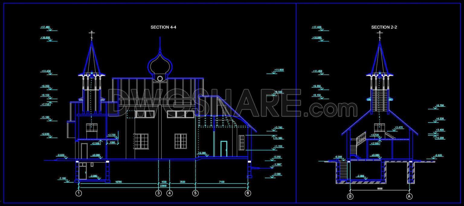 65. Autocad Drawings Of Orthodox Church Plans, Elevations And Sections ...
