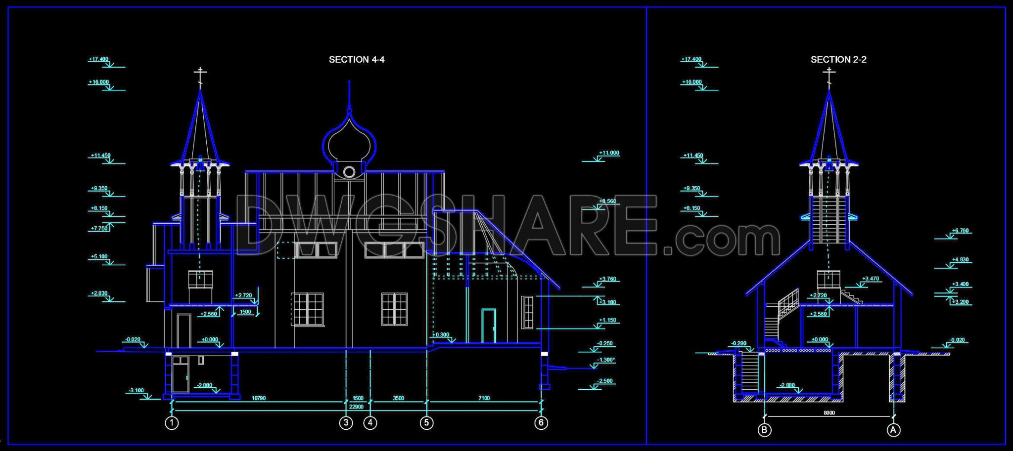65. Autocad Drawings Of Orthodox Church Plans, Elevations And Sections ...