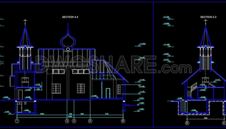 65. Autocad Drawings Of Orthodox Church Plans, Elevations And Sections ...