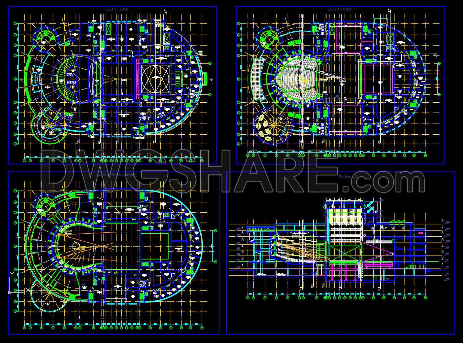 Autocad Drawings Of Opera House Details For Download | Free Cad Blocks ...