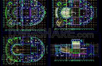 Concert Hall Plan, Elevation free AutoCAD drawings