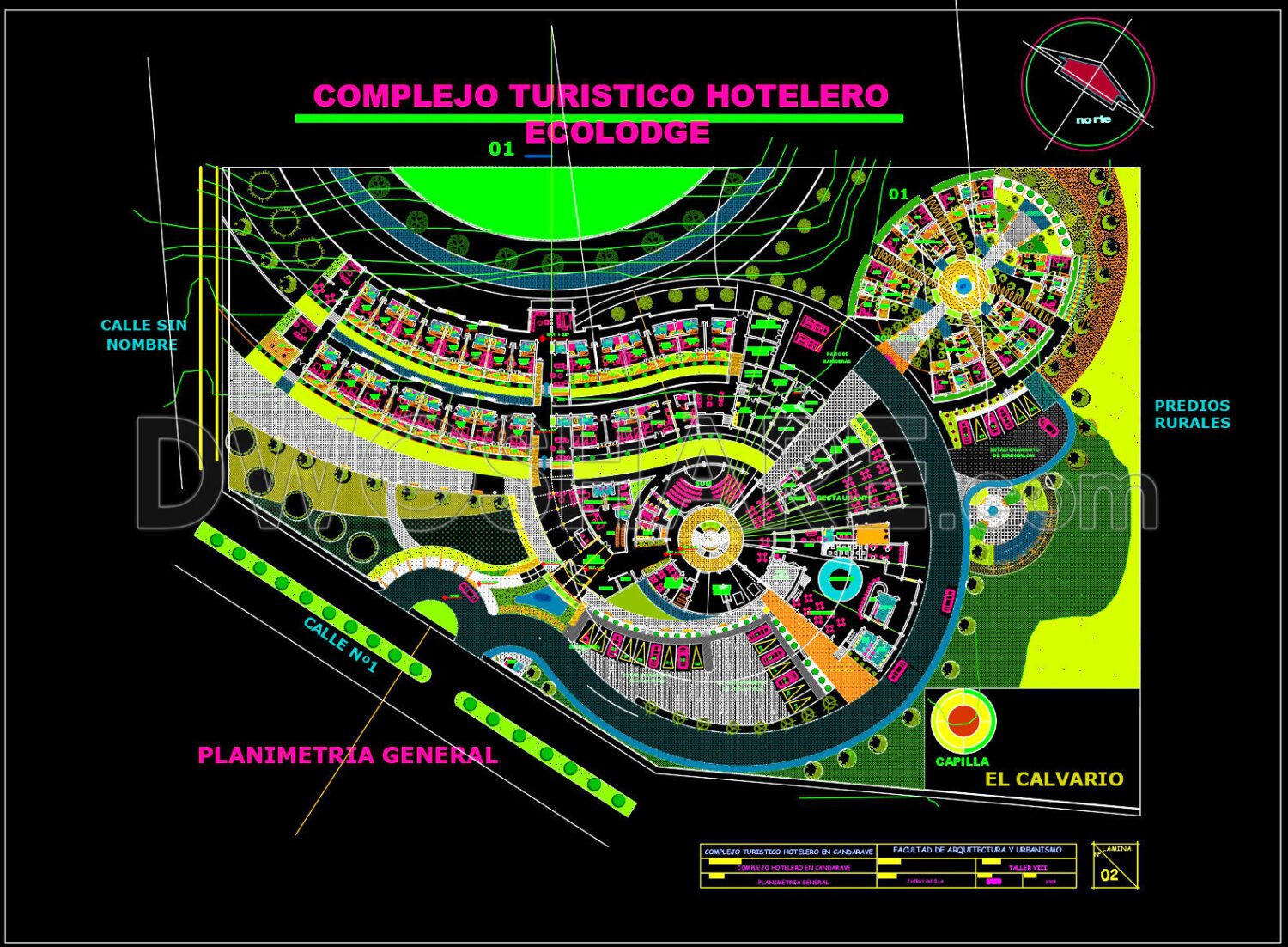 CAD drawing for the design of the functional layout of a single-story hotel