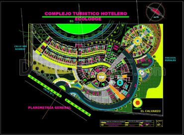 CAD drawing for the design of the functional layout of a single-story hotel