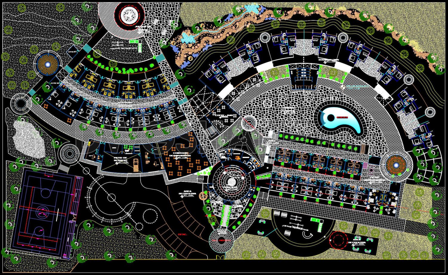 CAD drawing of the floor plan for the multifunctional Panimetria hotel ...