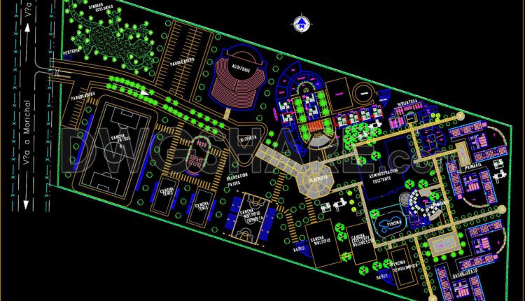 CAD layout plan of the functional arrangement for an integrated center ...