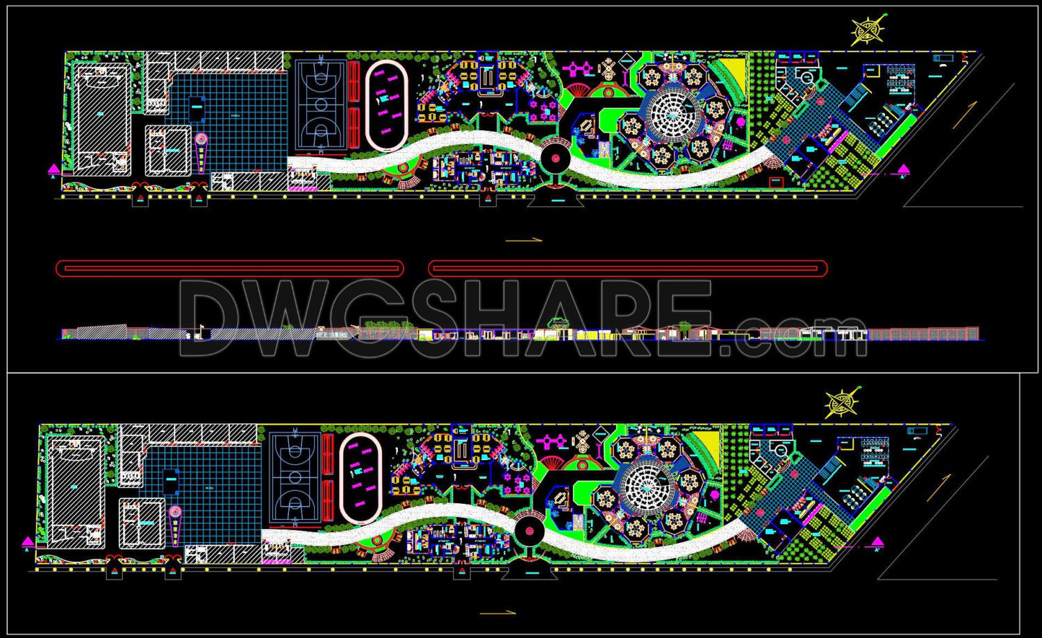 Cad drawings of Recreational and Sports Center For Free Download