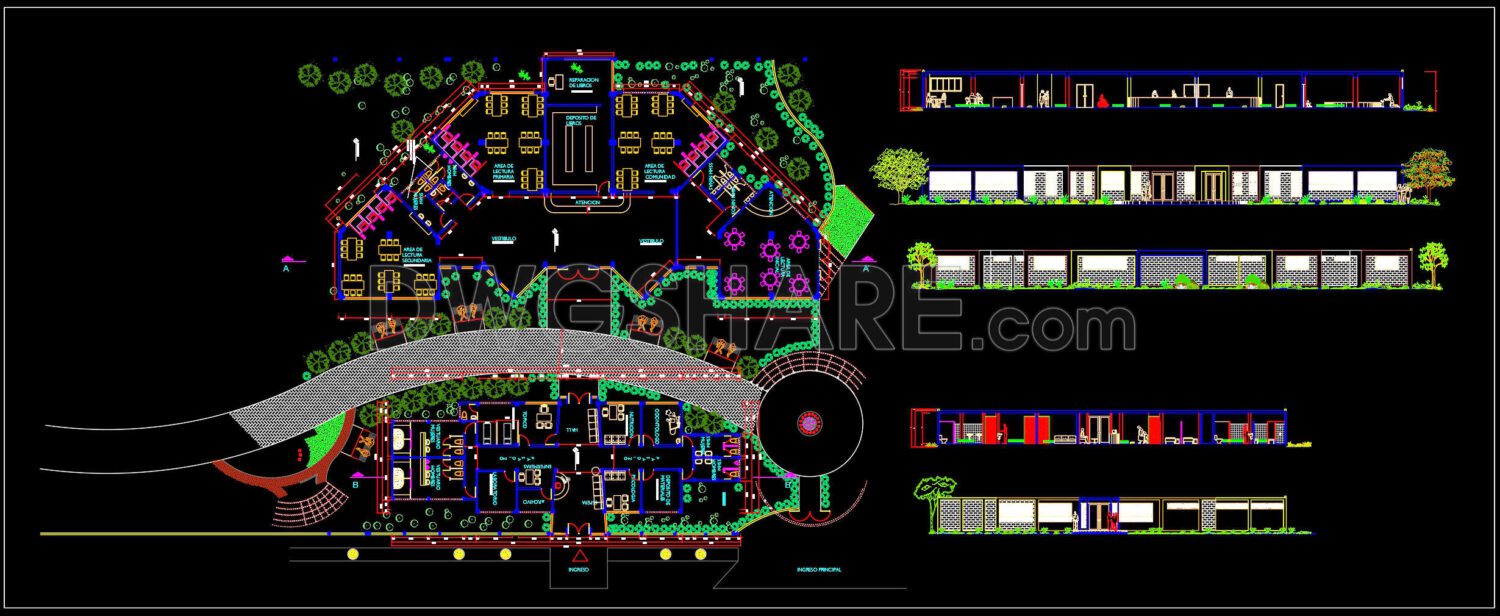 Cad drawings of Recreational and Sports Center For Free Download