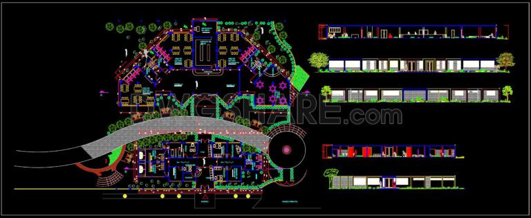 Cad drawings of Recreational and Sports Center For Free Download