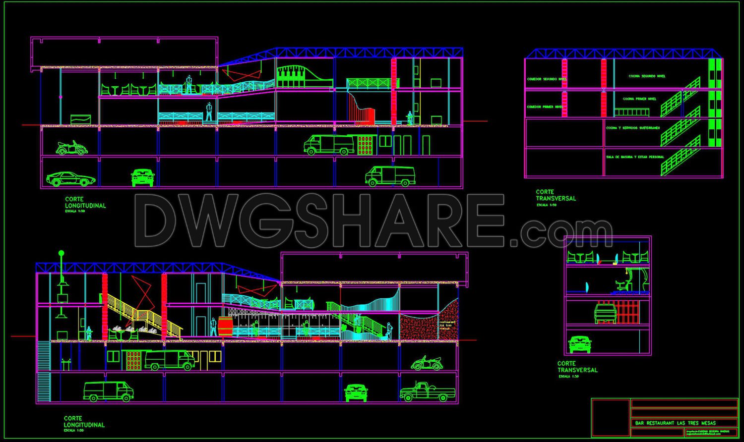 Compilation of CAD drawings for various projects such as restaurants ...