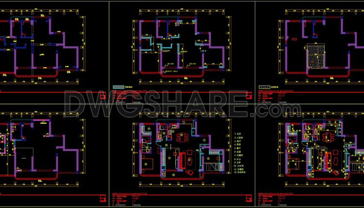 Detailed AutoCAD drawings for the design of a 125m2 apartment in a ...