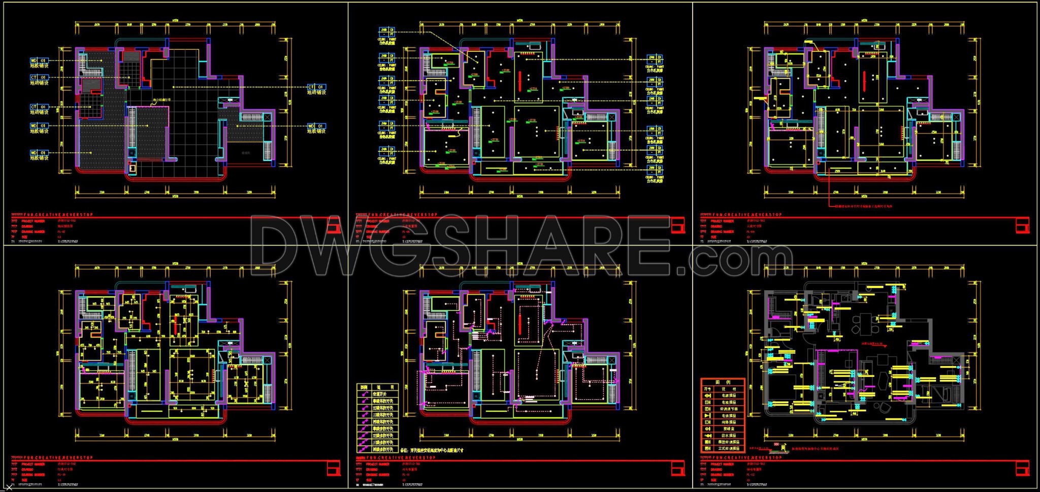 Detailed AutoCAD drawings for the design of a 125m2 apartment in a ...
