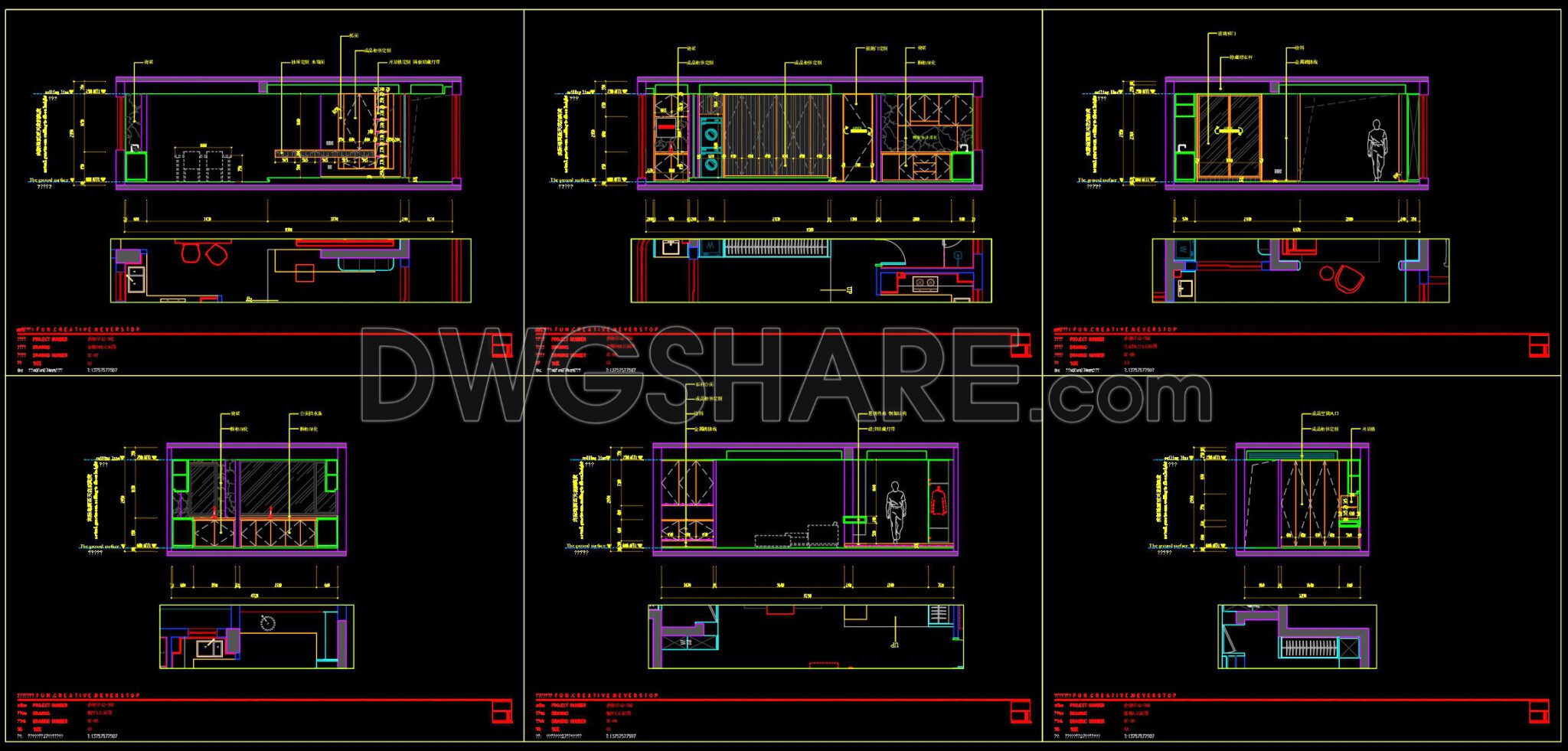 Detailed AutoCAD drawings for the design of a 125m2 apartment in a ...