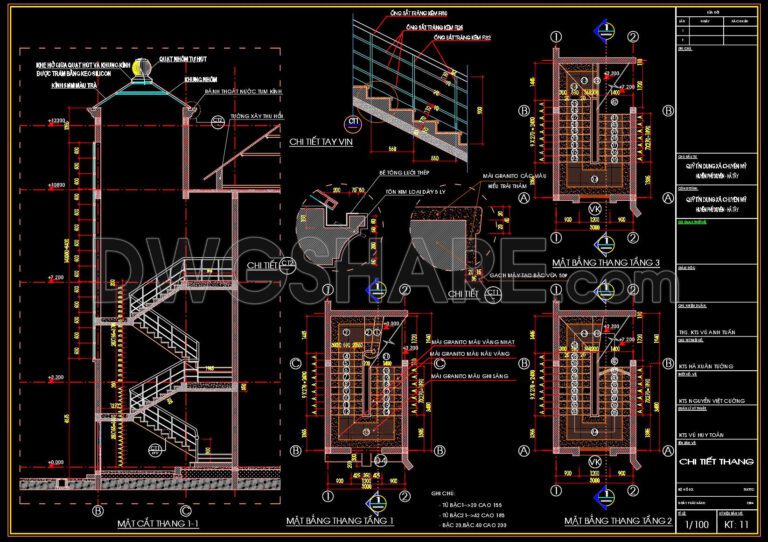 103.Detailed drawings of stairs in autocad file