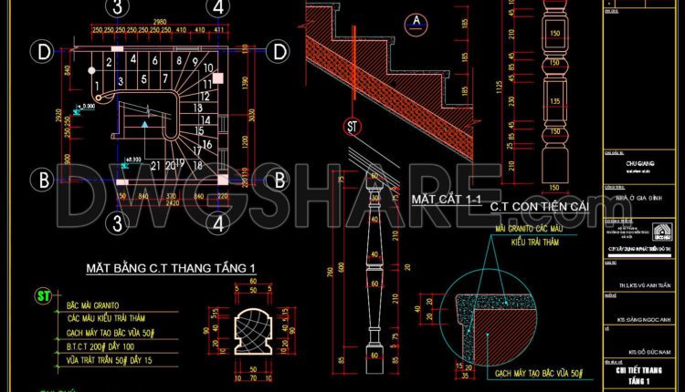 104. Detailed drawings of stairs in autocad file - Free Cad Blocks ...