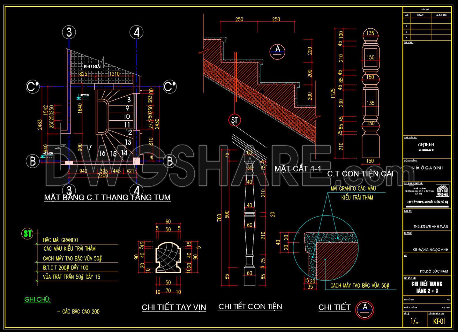 104. Detailed drawings of stairs in autocad file