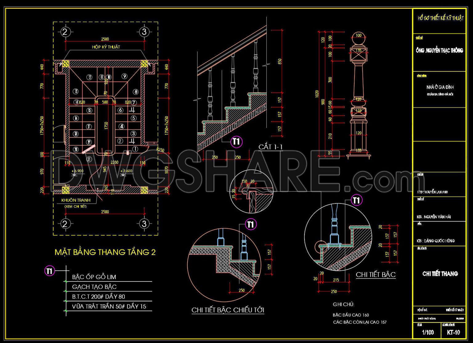 105. Detailed drawings of stairs in autocad file