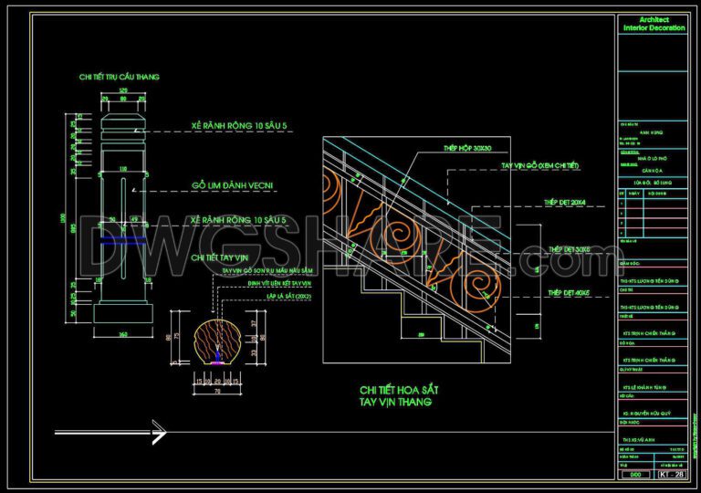 107. Detailed drawings of stairs in autocad file