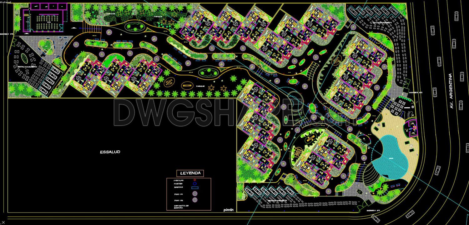 121. CAD drawing of the high-rise apartment building complex planning