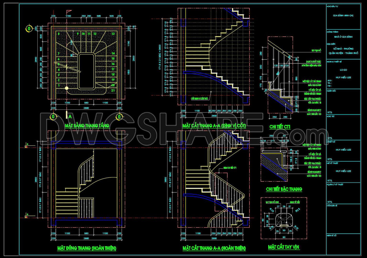 131.Detailed drawings of stairs in autocad file