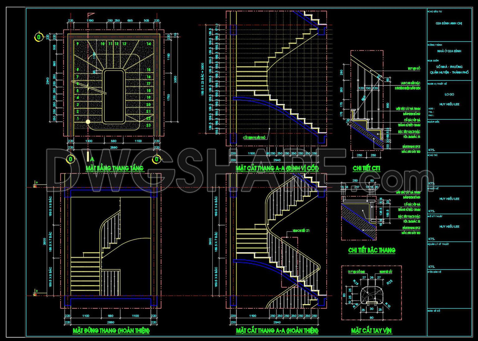 131.Detailed drawings of stairs in autocad file