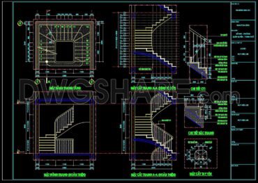 132.Detailed drawings of stairs in autocad file