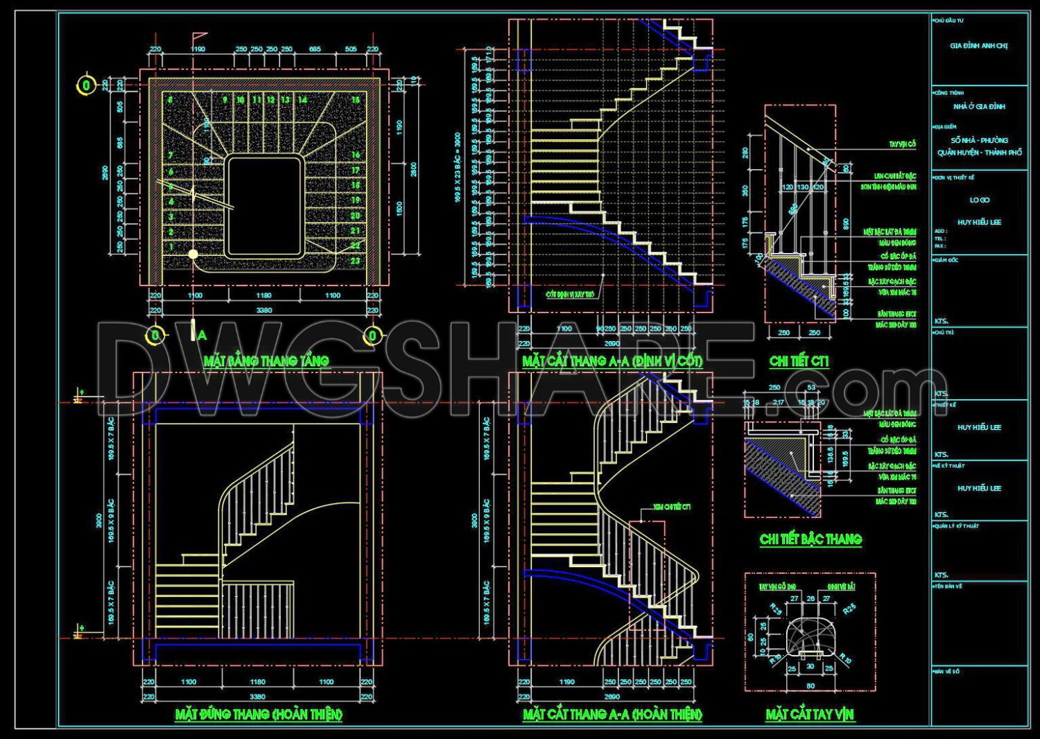 133.Detailed drawings of stairs in autocad file