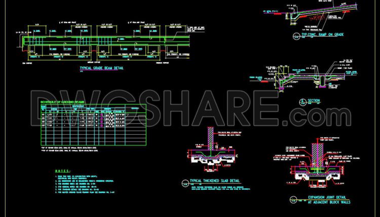 138. Cad Drawing Of Grade Beam and Ramp on Grade Reinforcement Concrete ...