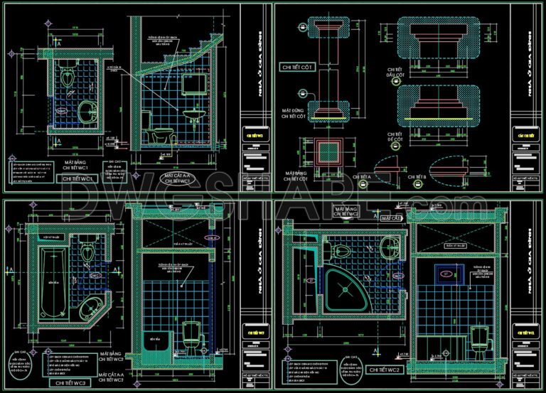139. WC Layout Plan and elevations details CAD drawings download