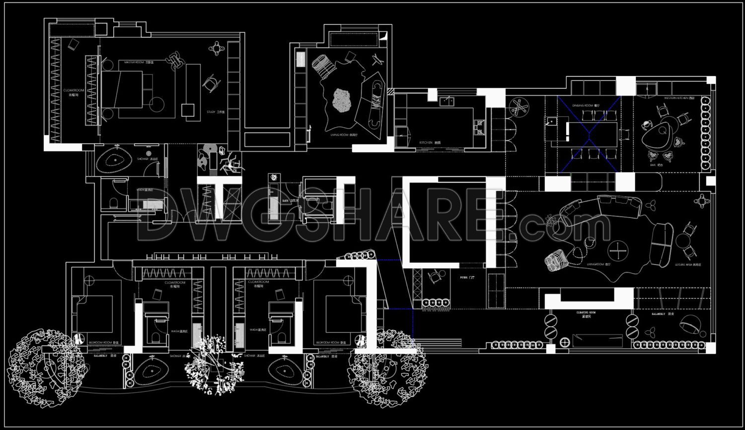 187. Functional layout plan for a villa project with an area of 500m2