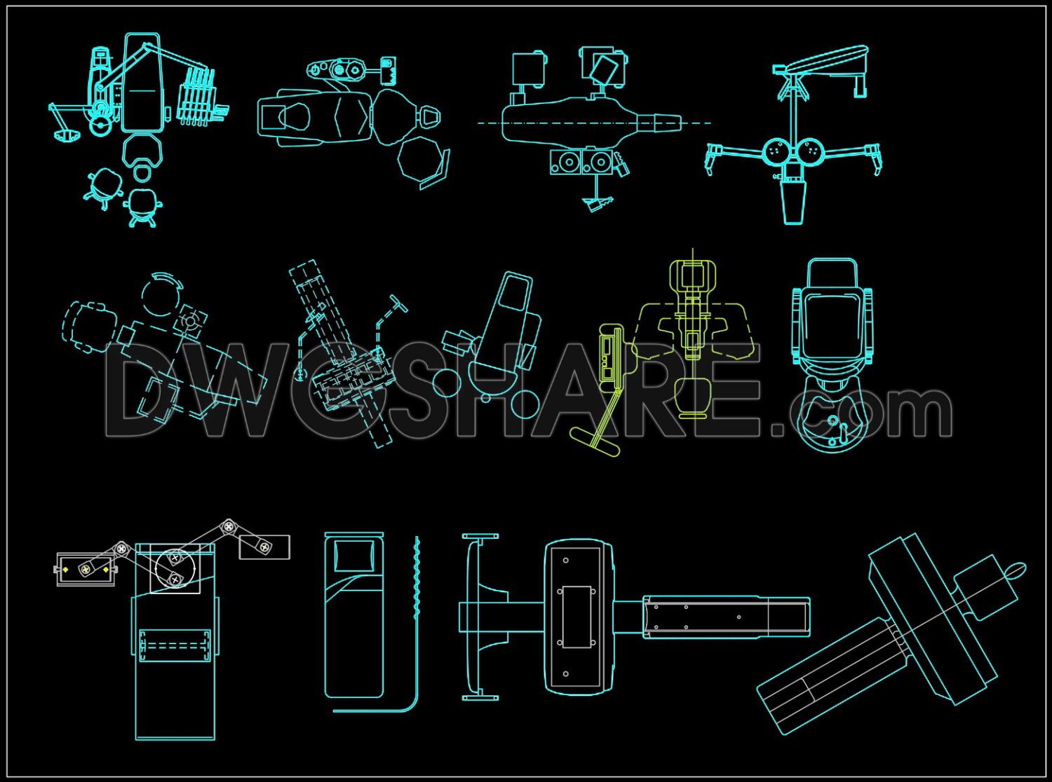 233. CAD drawings of medical equipment, hospital equipment