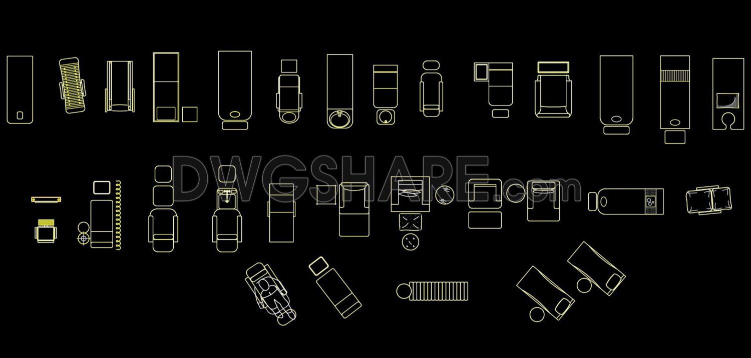 234. The CAD layout drawing of various types of beds for the Spa