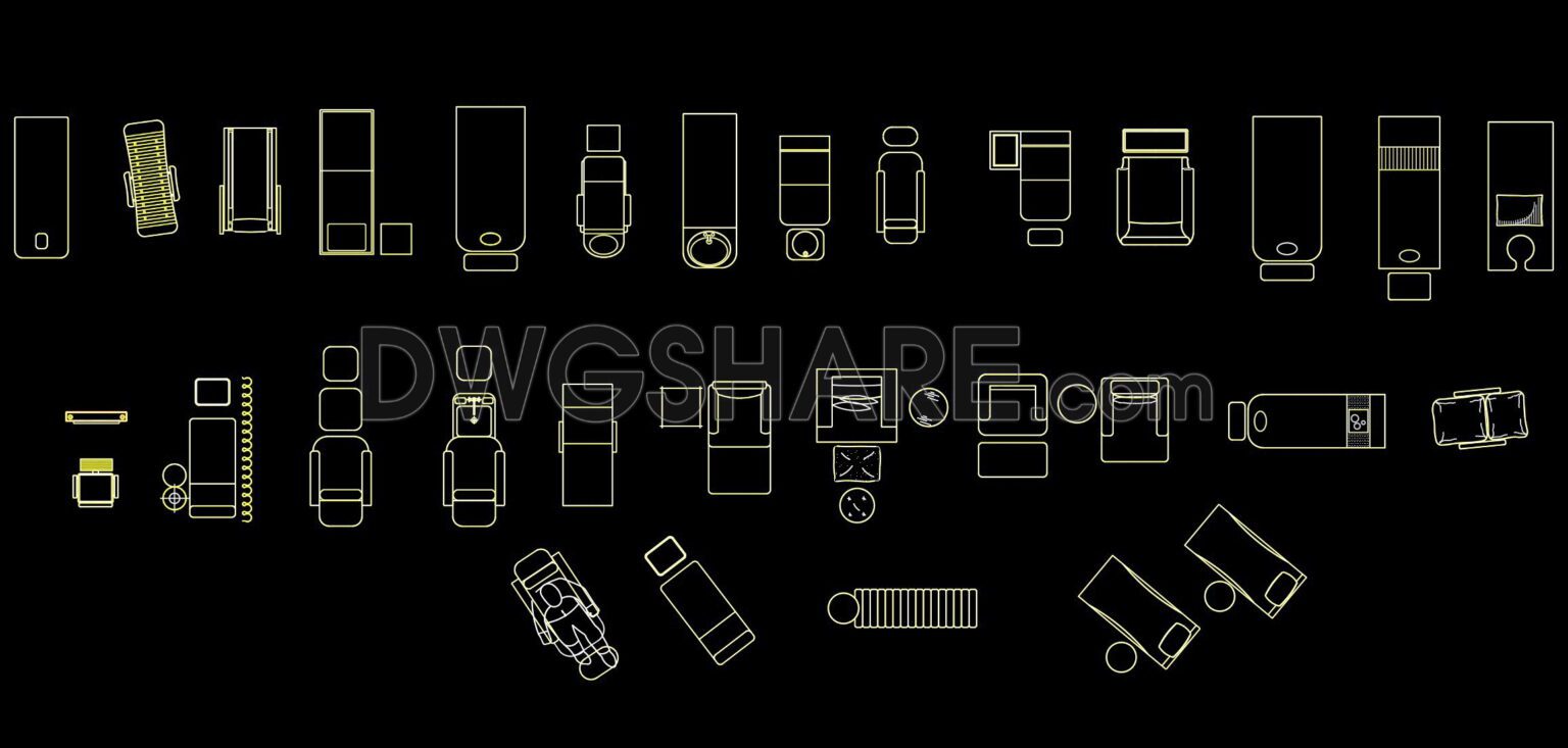 234. The CAD layout drawing of various types of beds for the Spa
