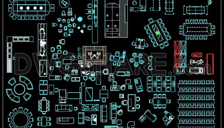 235. The CAD layout drawing of various types of office desks and chairs ...