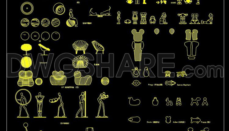 236. CAD blocks of artworks and soft furnishings - Free Cad Blocks ...