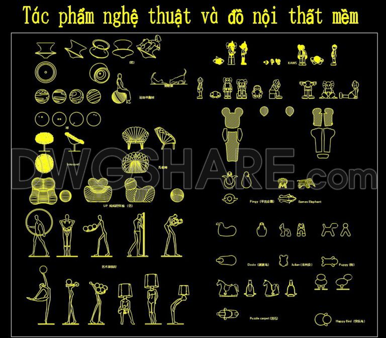 236. CAD blocks of artworks and soft furnishings