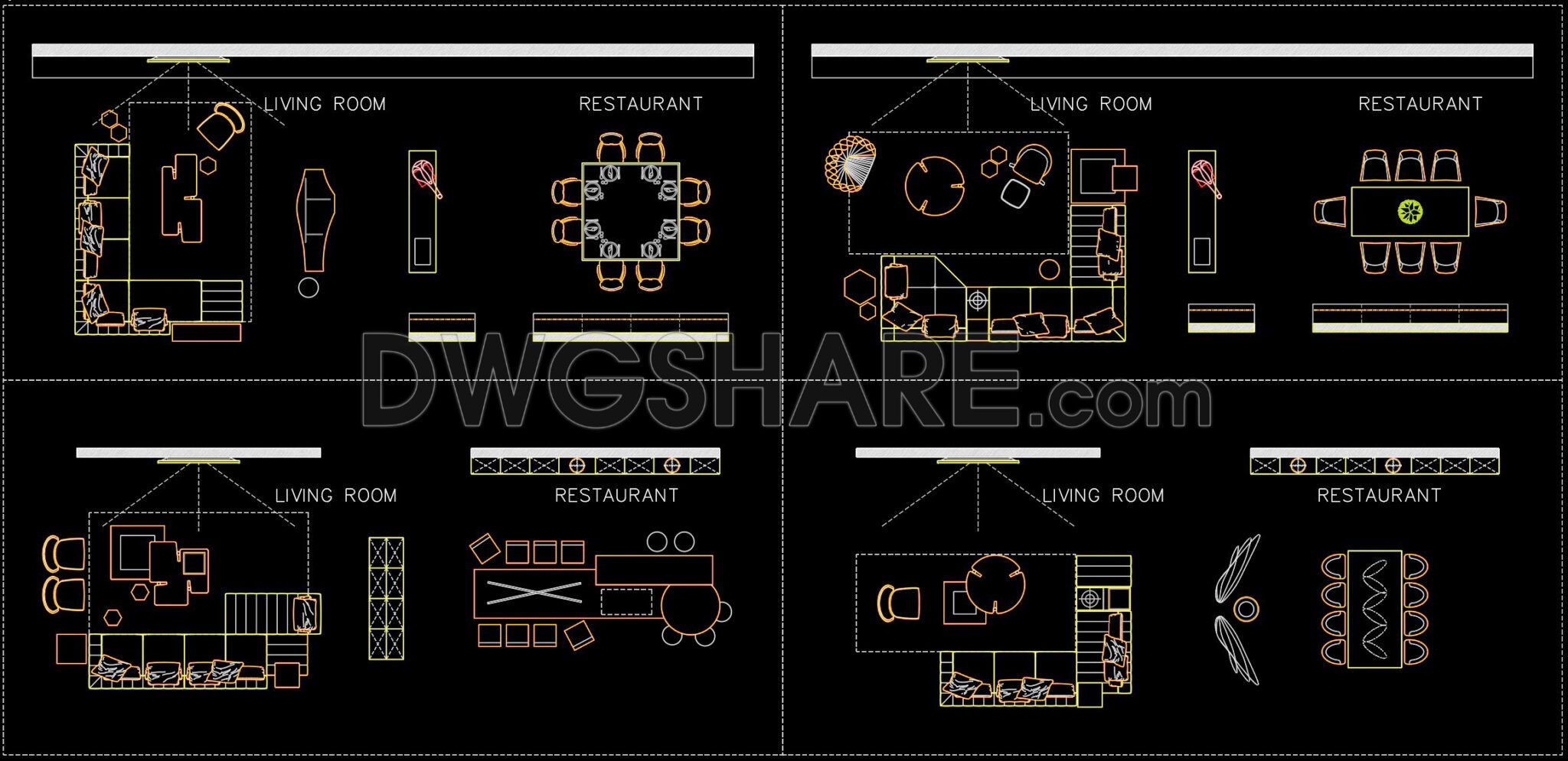 238. CAD blocks for spatial layout of living room and kitchen area ...