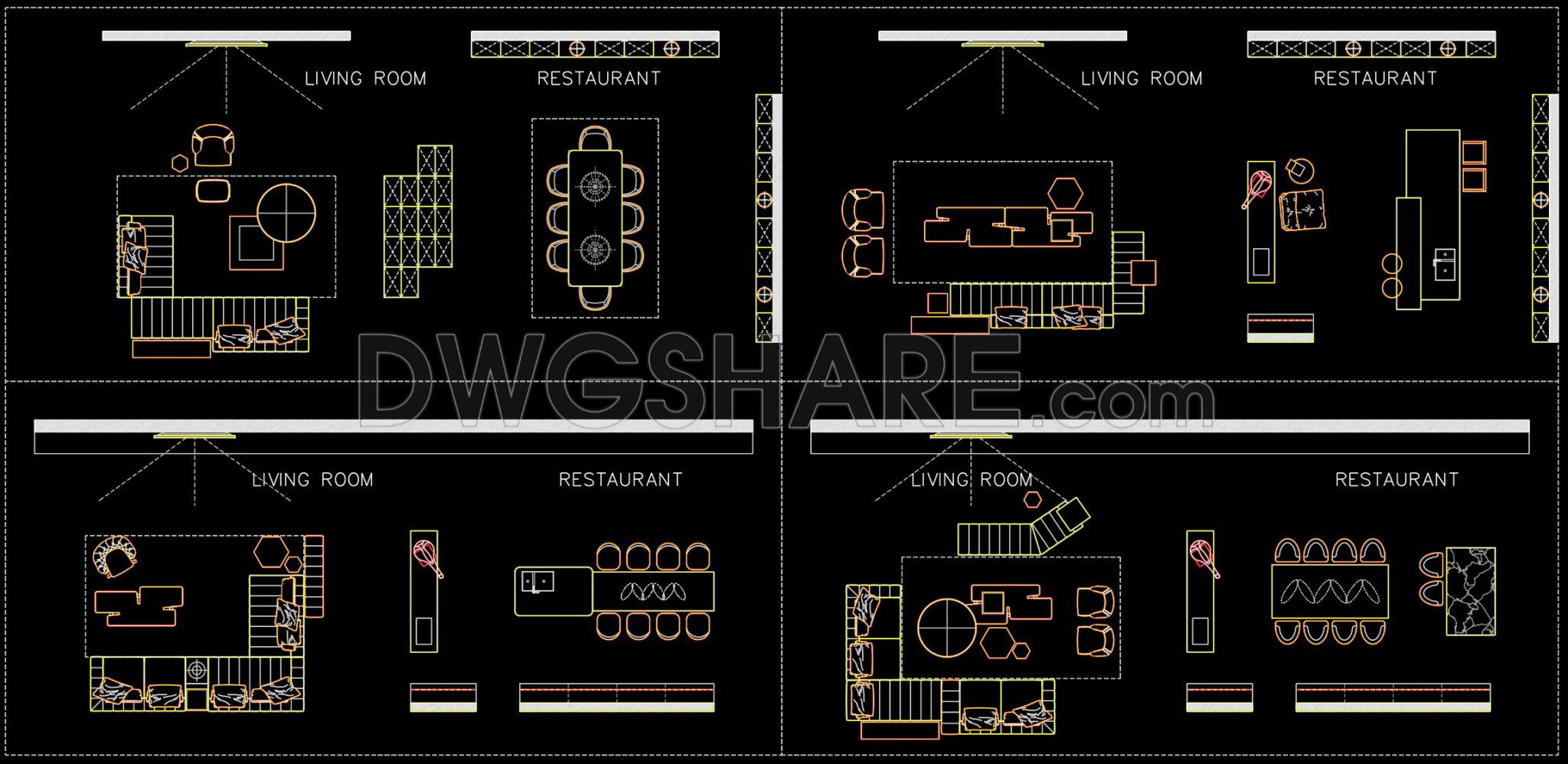 238. CAD blocks for spatial layout of living room and kitchen area ...