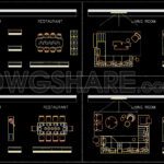 239. CAD blocks for spatial layout of living room and kitchen area ...