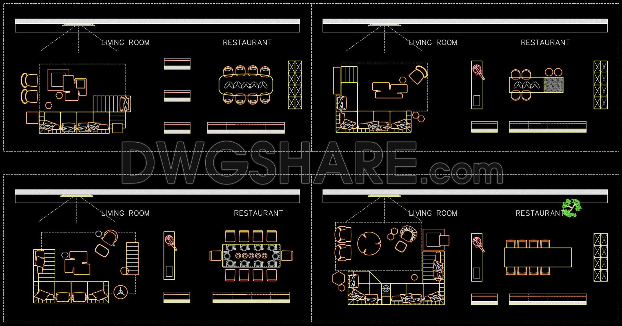 239. CAD blocks for spatial layout of living room and kitchen area