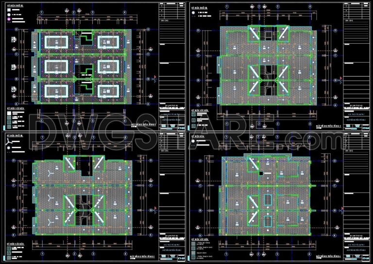 245. Cad Drawings Of 4-Story House Plans 12.8m x 17m For Download