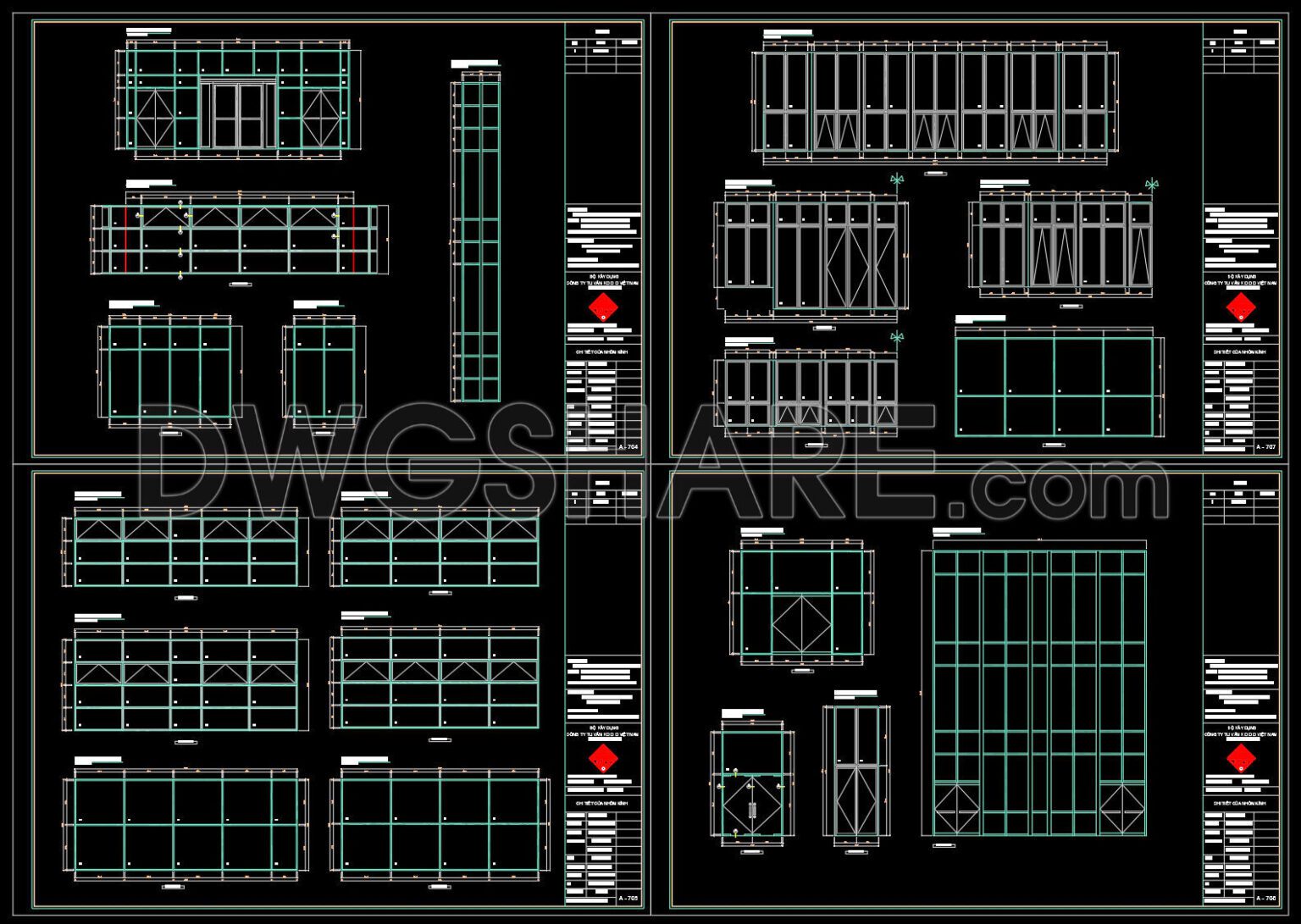 456.Detailed AutoCAD Drawings Of Doors, Windows For Download