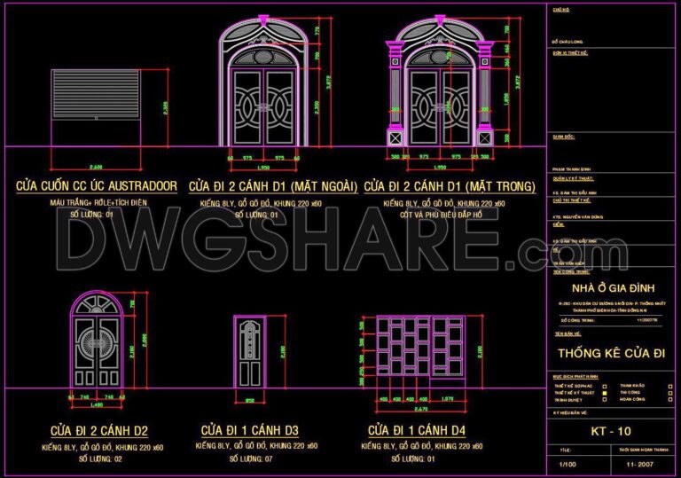 461.Detailed AutoCAD Drawings Of Doors, Windows For Download
