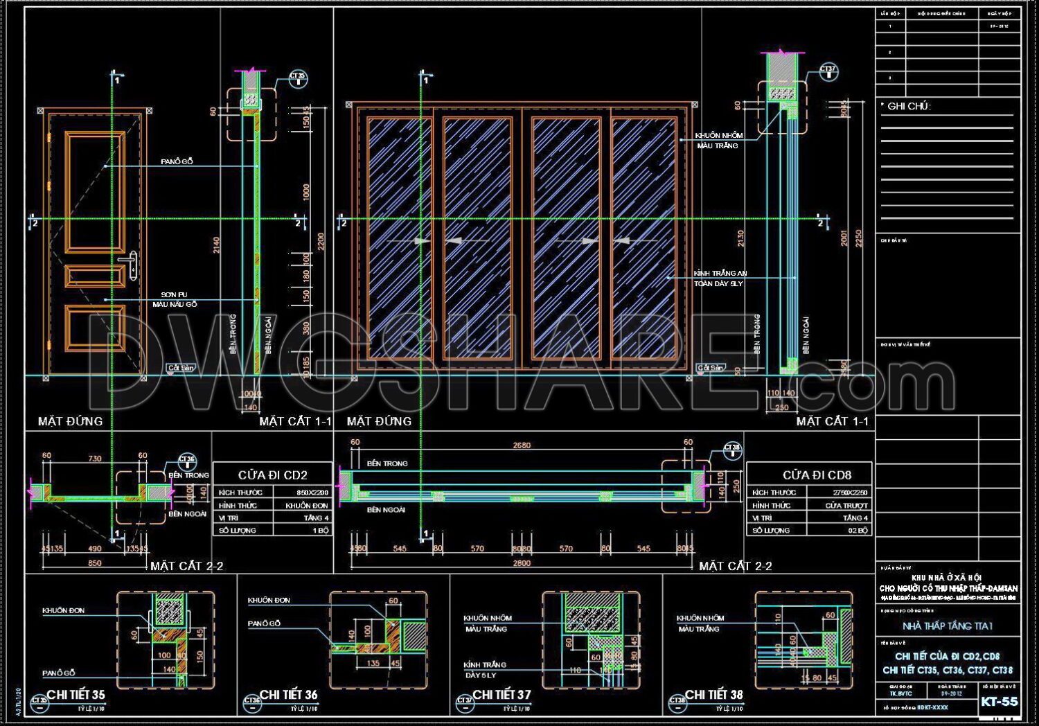 461.Detailed AutoCAD Drawings Of Doors, Windows For Download