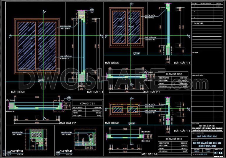 461.Detailed AutoCAD Drawings Of Doors, Windows For Download