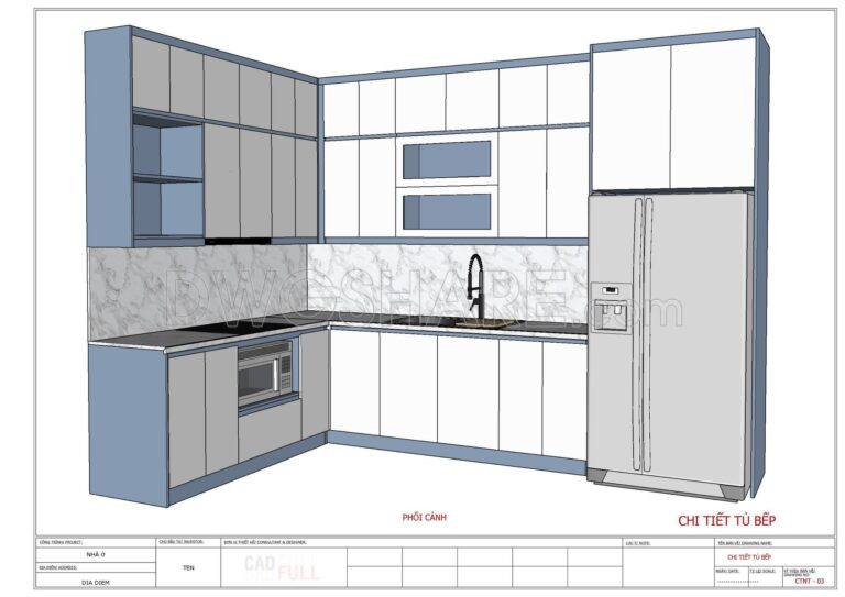 93.Detailed kitchen cabinet design drawing in SketchUp format available ...